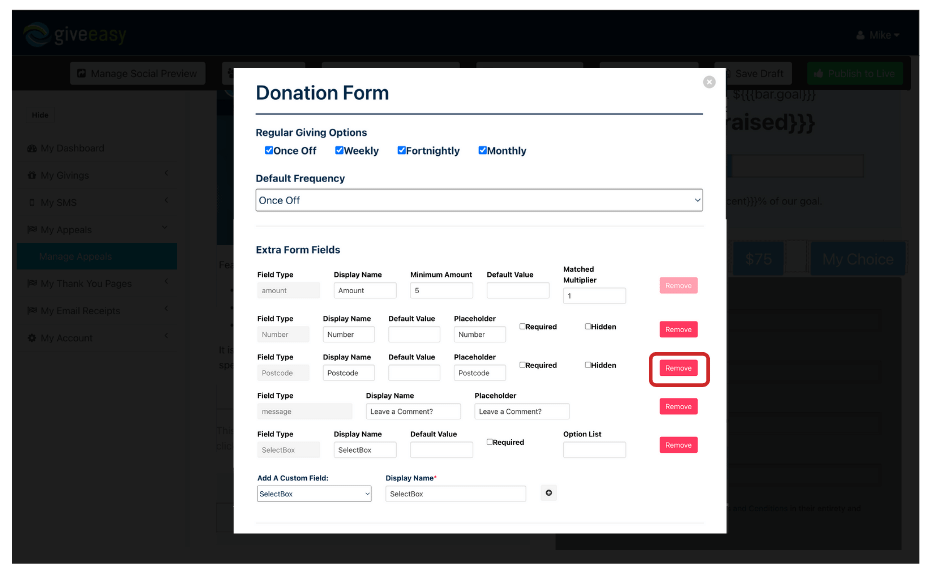 How To Add Custom Form Fields – GiveEasy